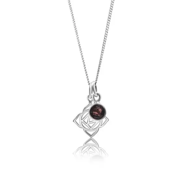 THE JEWELLERY STORE LONDON Sterling Silver Garnet Chakra Charm Necklace - Silver/red