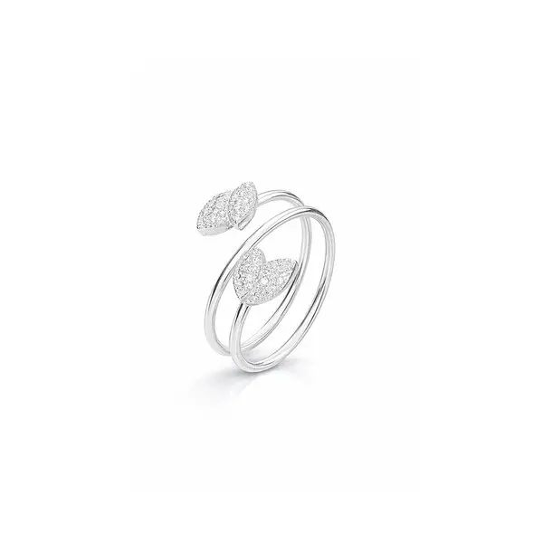 GOLD & HONEY Cz Leaf Wrap Ring - Silver