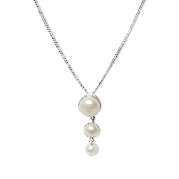 FV JEWELLERY Perle Pearl Pendant Necklace - Silver