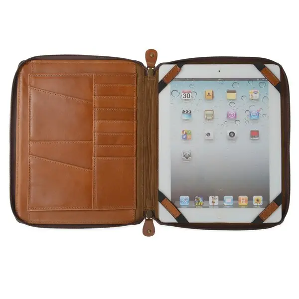 VIDA VIDA Classic Tan Leather Ipad Organiser - Brown