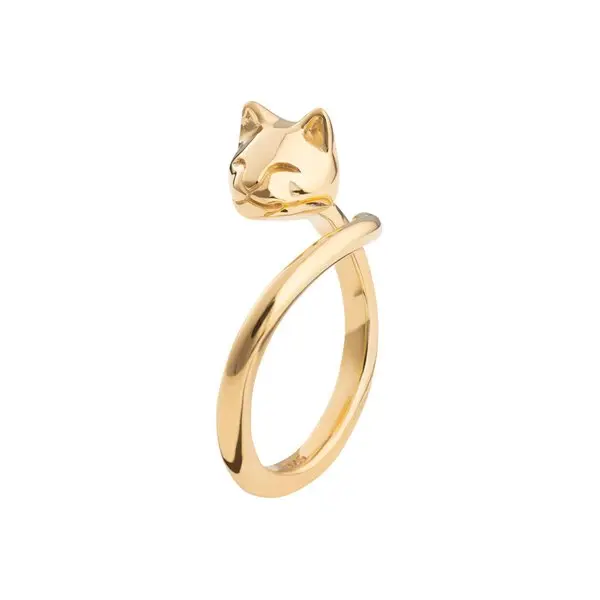 LILY CHARMED Plated Cat Ring - Gold
