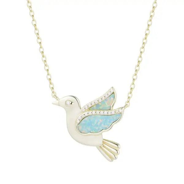 KAMARIA Opal Dove Bird Pendant Necklace - Green