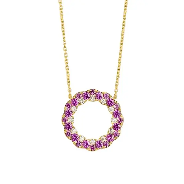 JUVETTI  Starry Pendant Necklace With Pink Sapphire And Diamond - Pink/gold/white