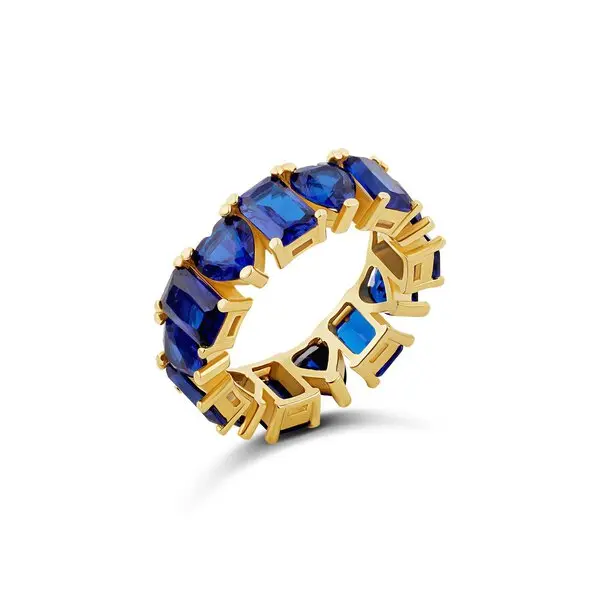 SHYMI Heart And Emerald Eternity Band - Gold/blue