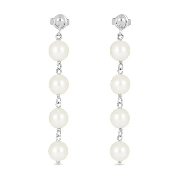 UNALOE Sterling Pendant Earrings With Natural Pearls - Silver