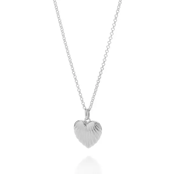 NELLOU JEWELLERY Scalloped Heart Pendant Necklace - Silver