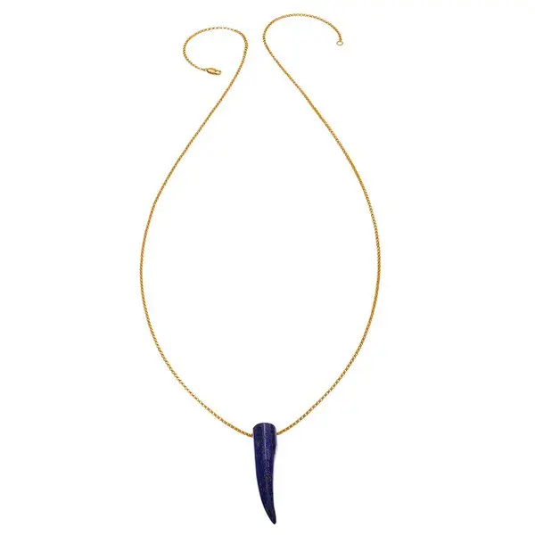 HEATHER HAWKINS Gemstone Horn Rolo Chain Necklace - Blue
