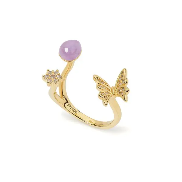 FREQNC ATELIER Butterfly Gemstone Ring - Purple