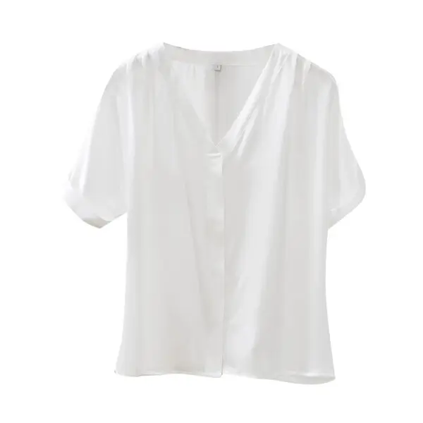 SOFT STROKES SILK Pure Mulberry Silk Regular Fit Top - White
