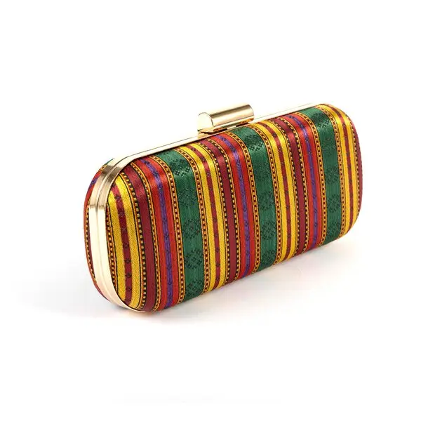 SJW BAGS LONDON Antebi Minaudière Clutch In Woven Kutnu Fabric