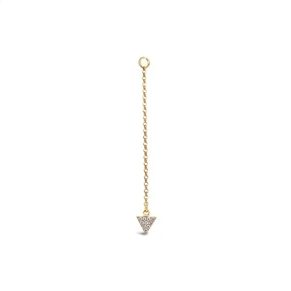 LUTIRO Single Earring Triangle Cz Charm With Chain