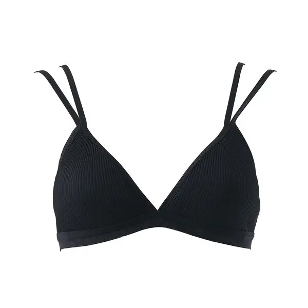 AROMATIQUE Ribbed Silk Bralette - Black