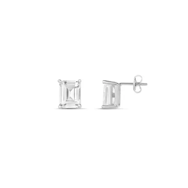 SHYMI Fancy Shape Prong Set Stud Earrings - Silver