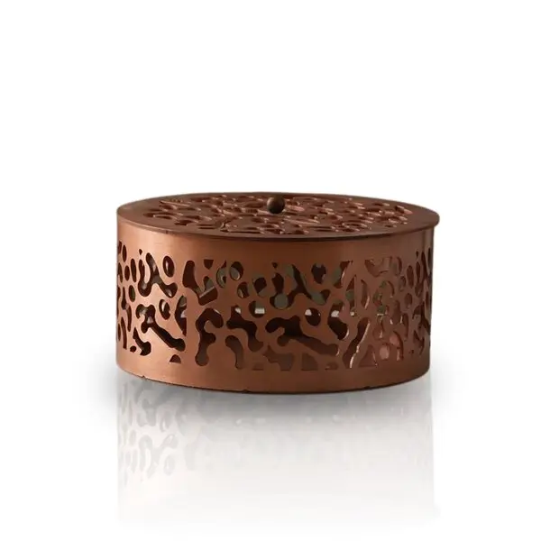 MARLETH Round Abstract Cut-out Brass Box – Copper Finish - Brown