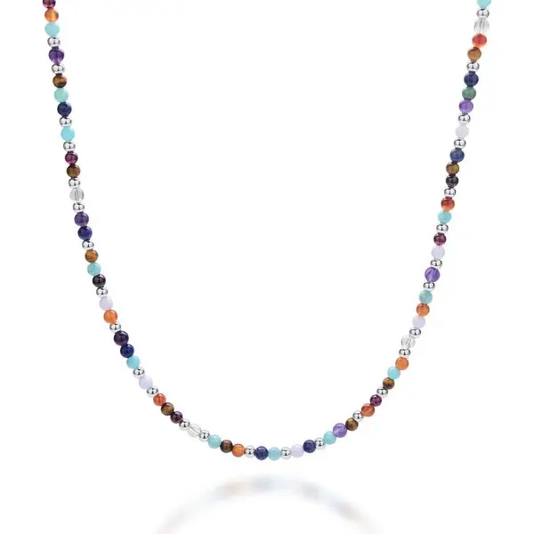 NELLOU JEWELLERY Multi Gemstone Sterling Silver Necklace - Gray