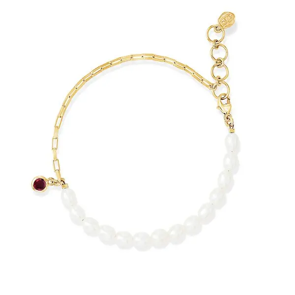 DOWER & HALL Luna Pearl And Garnet Bracelet - Gold