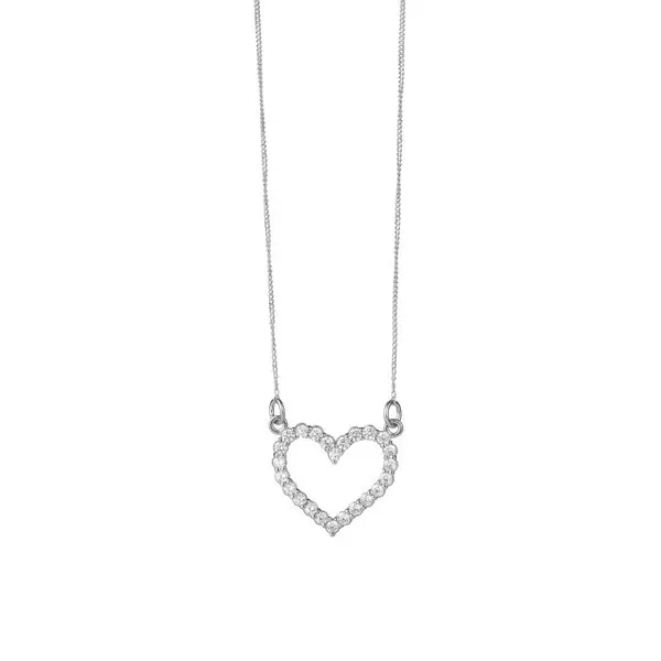 CHIARELLA Heart Outline Necklace - Silver
