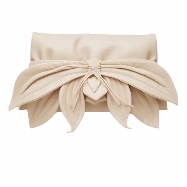 JULIA ALLERT Neutrals Petal Faux Leather Evening Clutch Bag