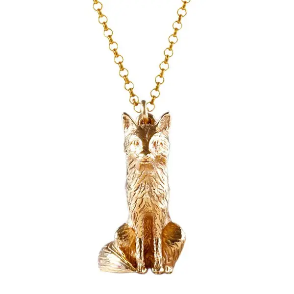 LEE RENEE Fox Sitting Pendant Necklace - Gold