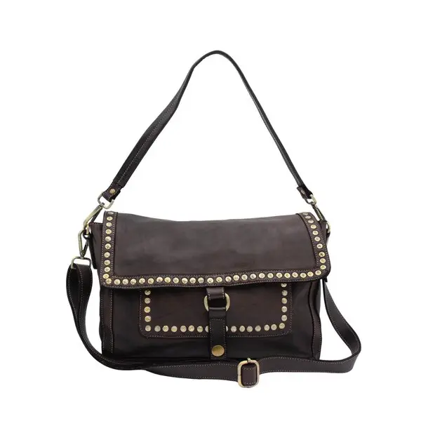 BOLSA NOVA HANDBAGS Emily Studded Shoulder Bag - Brown