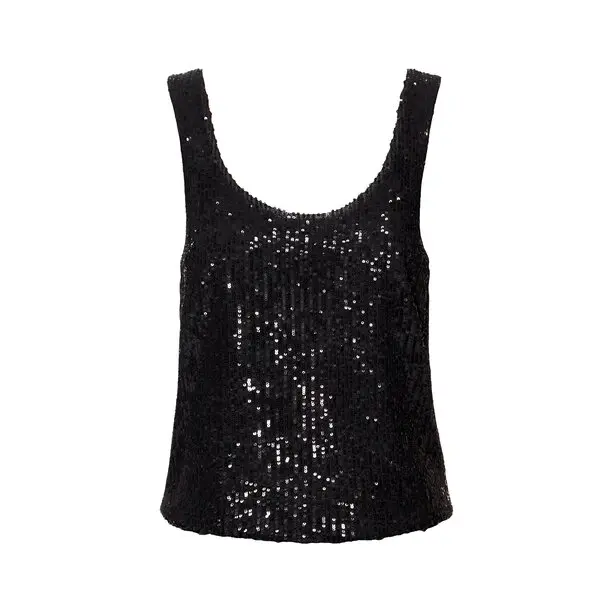 AGGI BY HALEWSKI Raya Obsidian Sequin Tank Top - Black