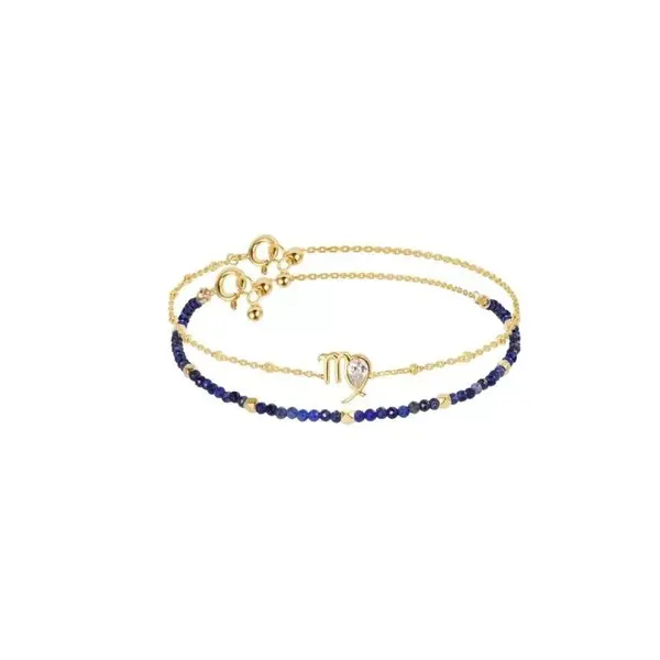 WJY STUDIO LONDON Constellation Virgo Zodiac Lapis Lazuli Bracelet - Gold/blue