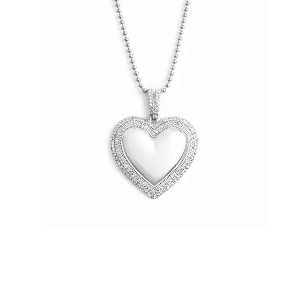 MAISON DE GALA Double Heart Crystal Pendant Necklace - Silver
