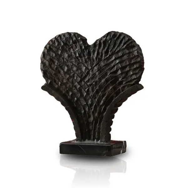 MARLETH Marble Palm Fan Sculpture - Black