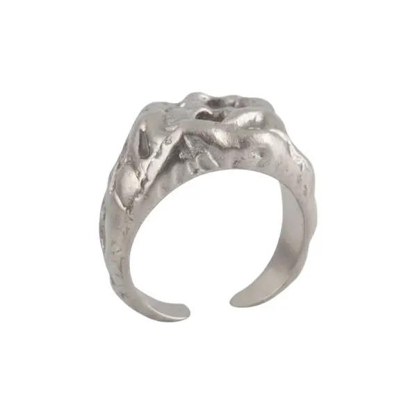 LINYA JEWELLERY Deka Amorphous Rectangular Ring - Silver