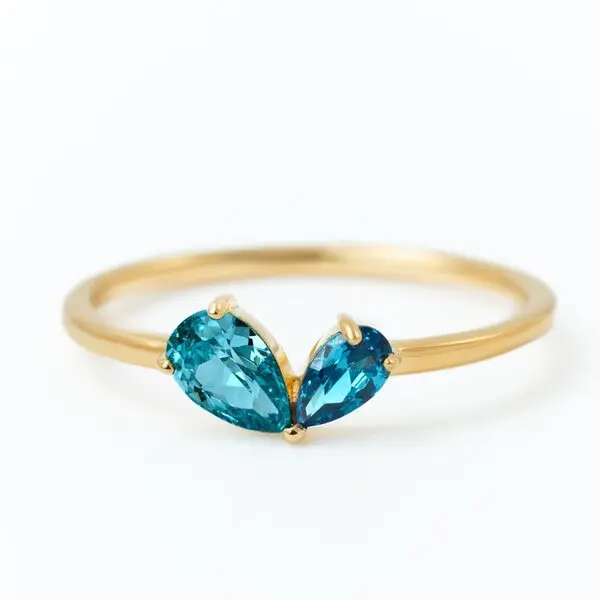 BELINDA JEWELZ Swiss Heart Toi Et Moi Birthstone Ring - Blue