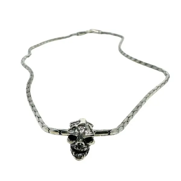 TG-JEWELLERY BY TAMARA GERVASIO Japanese Skull Paloma Chain Necklace - Silver/black