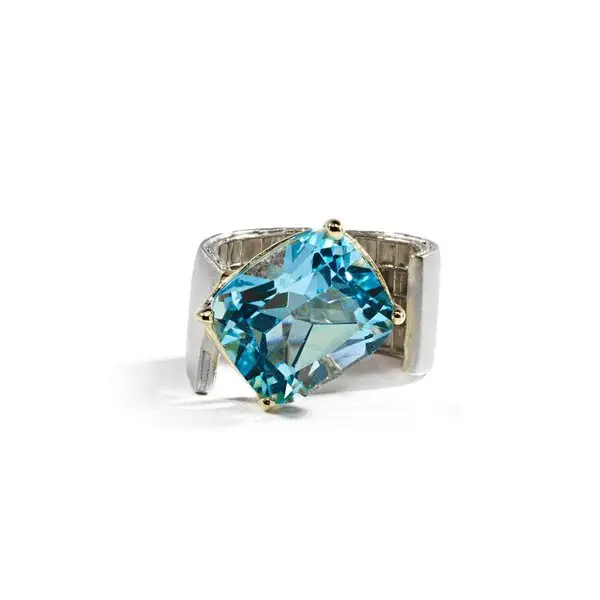 GERMAN KABIRSKI Blue Topaz And Silver Open Band Ring - Blue/silver