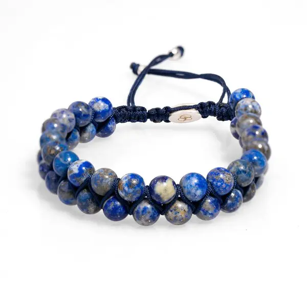 EBRU JEWELRY Two Row Lapis Lazuli Beaded Bracelet - Black/blue
