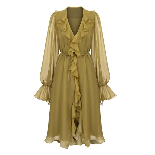 ELSAVA Cascading Ruffle Midi Dress