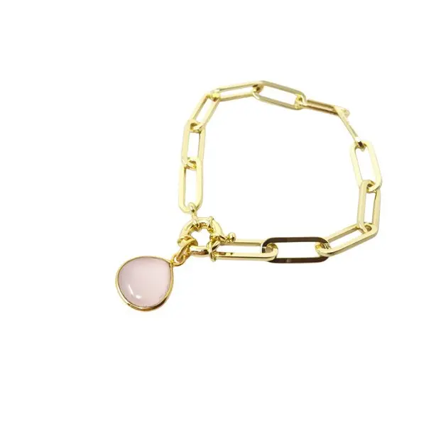 HARFI Gold Plated Rose Quartz October Birthstone Bracelet - Gold/yellow