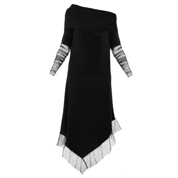 METAMORPHOZA Long Dress With Tulle Sleeves - Black
