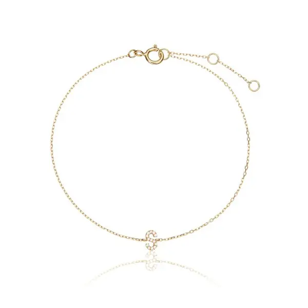 LILY & ROO Diamond Style Initial Letter Bracelet - Gold