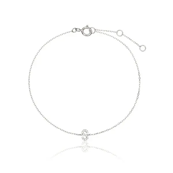 LILY & ROO Diamond Style Initial Letter Bracelet - Silver