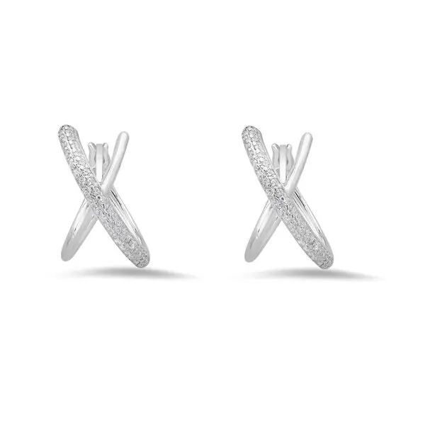 KYLIE HARPER Pave X Hoop Earrings - Silver