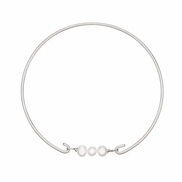 LILY & ROO Sterling Bangle With Pearl Cluster - Silver