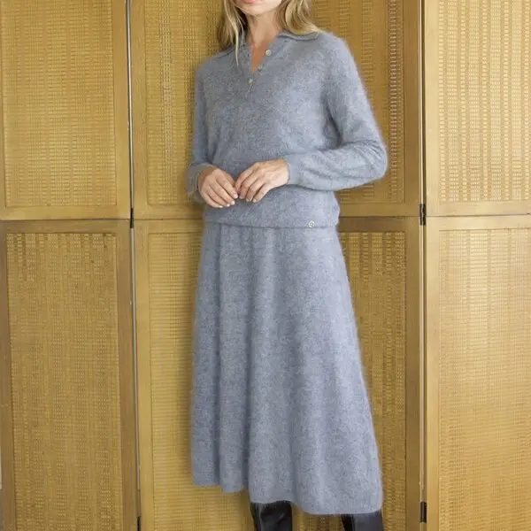 BEL CASHMERE Madison Brushed Cashmere Skirt - Grey
