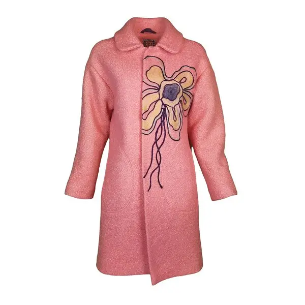 LALIPOP DESIGN Wool-blend Mid-length Coat With Embroidery