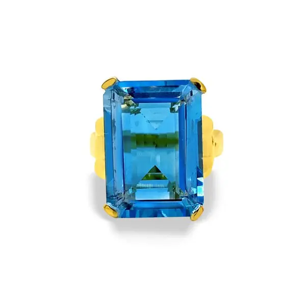 GEM BAZAAR JEWELLERY Gemstone Cocktail Ring - Gold/blue