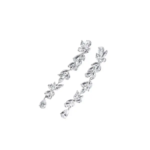 CHANEL JOAN ELKAYAM Long Drop Crystal Dangle Earrings - Silver