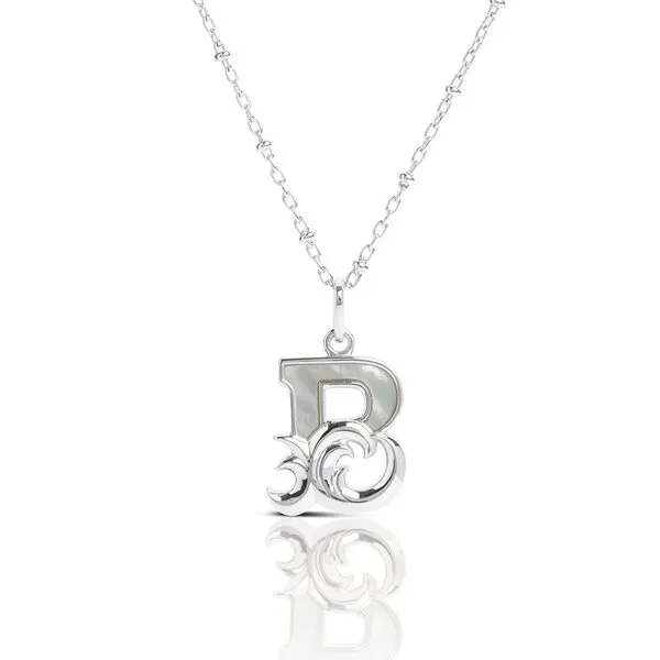 KASUN LONDON Solid Initial Pendant Necklace - Silver