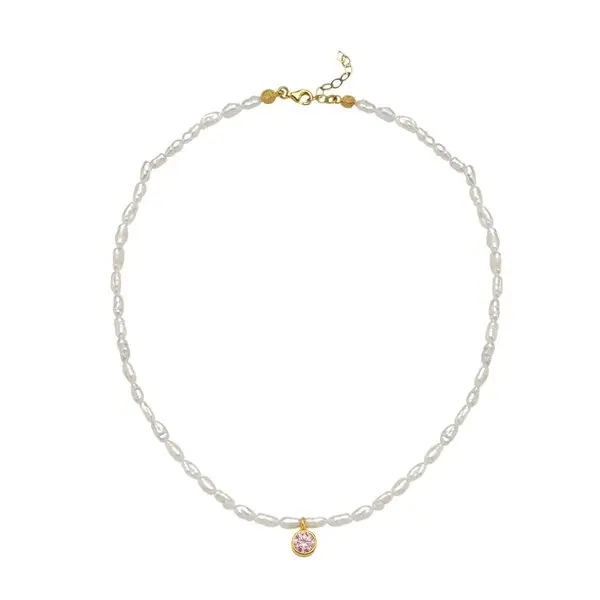 LINYA JEWELLERY Cosmic Small Pearl Zodiac Necklace - Pink