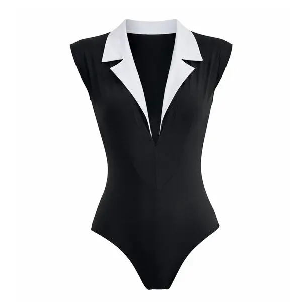 PAOLA AMADOR Blazer One-piece Swimsuit - Black/white