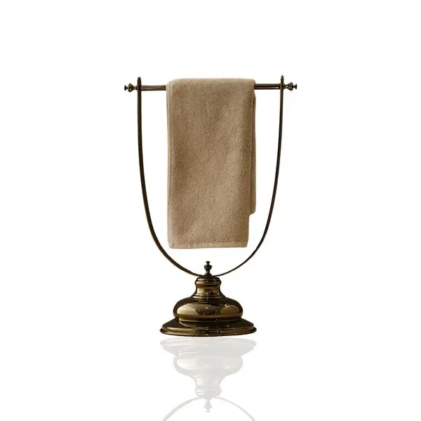 MARLETH Gold / Brown Brass U-frame Towel Holder With Sculptural Base - Gold/brown