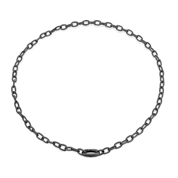 SALLY SKOUFIS Black Rhodium Chain Necklace With Sapphire - Black/blue