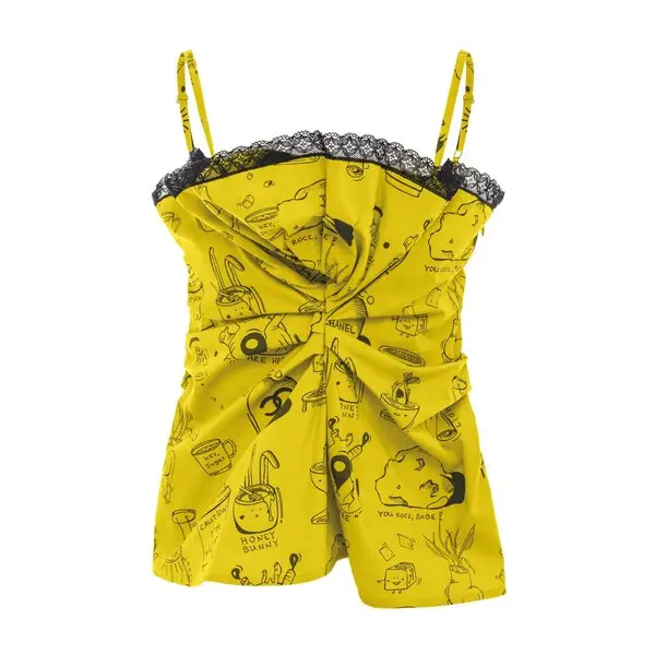 SEROTONINN Printed Corset With Lace Trim